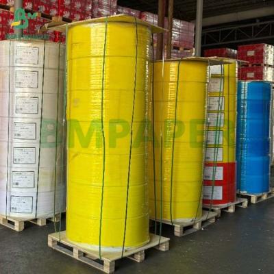 China Black Image 53g 57g CB White CFB Blue CF Yellow Carbonless Paper Roll for sale