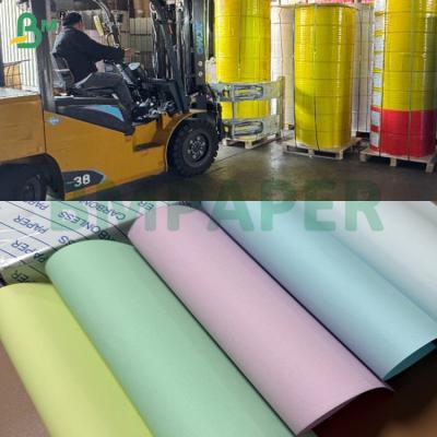 China 57gsm 60gsm NCR Carbonless Paper Rolls 12inch Rolls, CB White CFB Blue CF Canario for sale