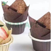 China Greaseproof Disposable Food Coffee-colored Cake Liner 35g 40g 45g for sale