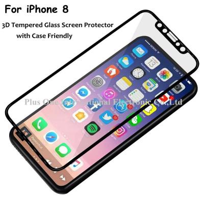 China 3D Full Cover Tempered Glass Screen Protector 0.33mm 9H Anti Fingerprint Case Friendly for iPhone 8 for sale