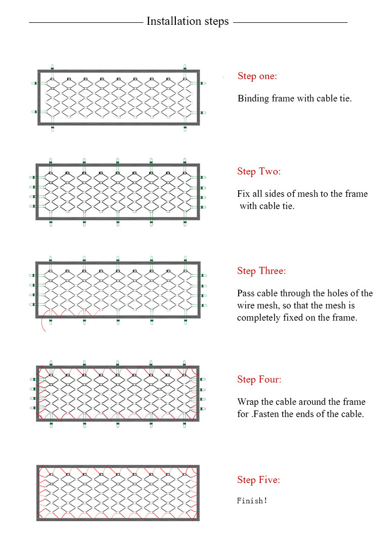 Stainless Steel Wire Rope Mesh 100*100mm Cable Mesh Green Plant Climbing Trellis Wall Mesh Garden Fence