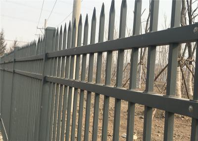 China Black powder coated spear top galvanised tubular metal fence for sale