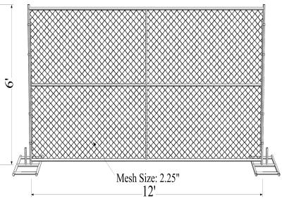 China 8ft x 12ft spacing 2inch x 2inch x 12ga wire tubing 1.5 inch with 16 ga thickness HDG Easy  temporary chain link fence for sale