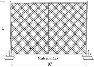 China Construction Site 6'H X 8'W Temporary Fence Panel, 11-1/2 ga. Chain Link, No Bracing 45 lbs for sale