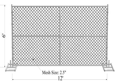 China 6'x10' temporary fence panels OD 41.2mm outer tube wall thick 1.60mm mesh 57mm x 57mm diameter 3.00mm for sale