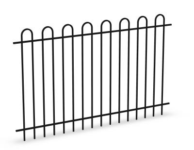 China Bow Top Tubular Steel Fence Panels INTERPON powder coated at black 1100mm x 2200mm for sale