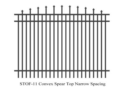 China Convex Crimped Top Spear narrow Speacing Garrison Security Steel Fence Panels Height 2.4m Width 2.4m for sale