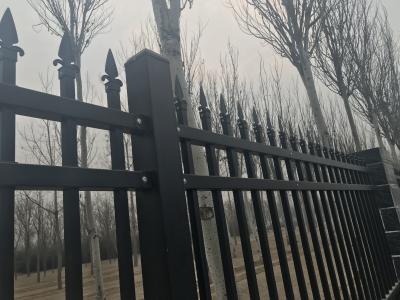 China 2.1m high x 2.4m width Steel Picket Fence Powder Coated Black Color China supplier for sale