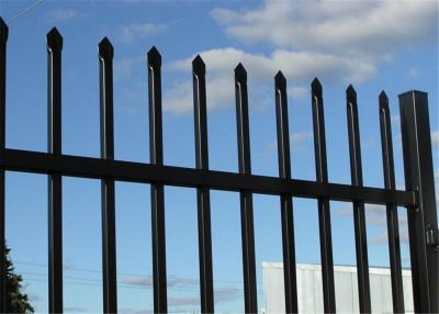 China steel tubular Security Garrison Fencing 2.4M height x 2.4M width Rails 40mm upright 25mm spacing powder coated for sale