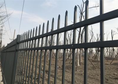 China Steel Spear Top Fencing 1830mm height x 3050mm width 3 rails 40mm stain grey powder interpon Post 100mm RHS for sale