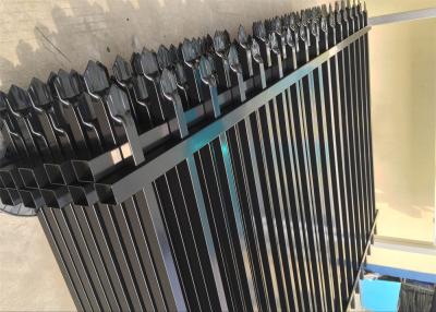 China Garrison Security Tubular Fence Panels 2.1m*2.4m Minimum 60 microns interpon powder coated blacc Rails 40mm*1.6mm for sale