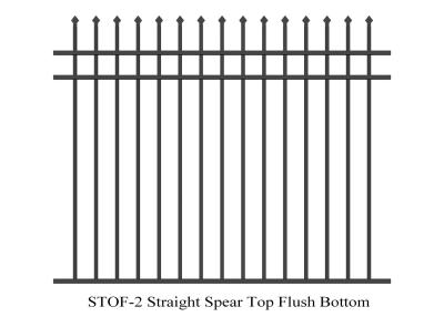 China Garrison Fence 3 Rails Stright crimped Spear ,Bottom Flush Rails 1800mm x 3000mm stain black dupont powder for sale