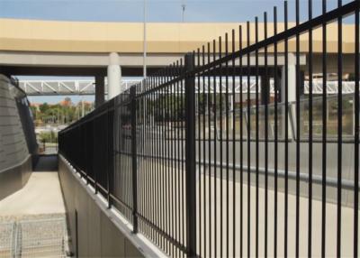 China Flat Top Tubular Steel Fence Panels 2100mm height x 2400mm Width Rails 40mm x 40mm upright 25mm x 25mm for sale