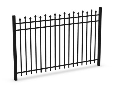 China Top Flat Spear Steel Fence Panels 2100MM*2400MM Stain Black Powder Coated for sale