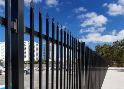 China garrison security fencing panels 2.1m*2.4m black powder coated interpon Akzo Nobel powder rail 45mm x 45mm for sale