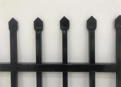China 2.1m*2.4m Pressed spear top security Steel fencing with Punched Tube Rails 45mmx45mm x 1.80mm black powder steel fence for sale