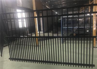 China 2.1mx2.4m rail 40mm she tube Australia Black Heavy Duty Welded Security garrison steel picket fencing/Garrison Fence Pan for sale