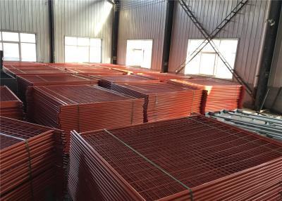 China Powder Coated Orange Color Temporary Construction Fencing 2.1m*2.4m OD 32mm wall thick 1.5mm for sale