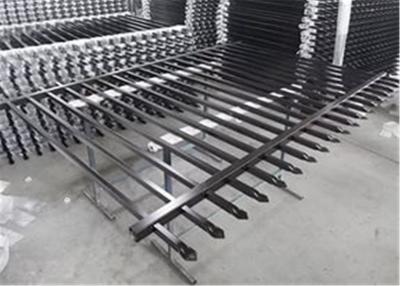 China Square picket  Flat Top Garrison Fence Panels 2100mm*2450mm Height 25mm Upright Spacing 100mm Powder Coated Black for sale