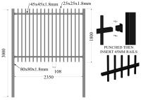 China 1800mm High X 2400mm Wide Two Rails*40X40X2.0 Upright*25X25X1.6 Powder Coated Black for sale