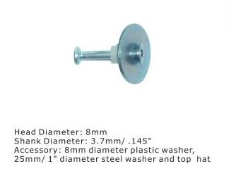 China 25mm Steel Washer Shot Pins Concrete 3.7mm Shank Dia Direct Fastening Technology for sale