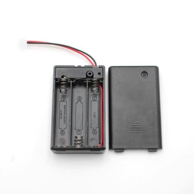 China Custom 3 Cell Battery Holder 4.5V AAA Battery Case Holder With Switch And Cover ABS Material for sale