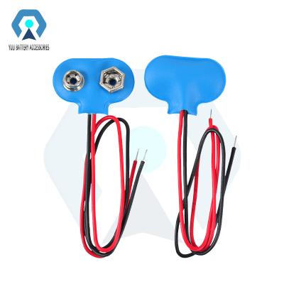 China Blue 9V Battery Clip Connector OEM Battery Snap Connectors T Type With 6 Inch / 15cm Wire Leads for sale