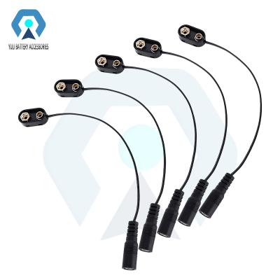 China ODM 9V Battery Snaps I Type 9 Volts Battery Clip With 15cm Wire Leads And DC 5.5 X 2.1mm Female Jack for sale
