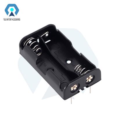China OEM / ODM 2AA Battery Box Series Connection AA Batteries Holder With 2 PCB Pins for sale