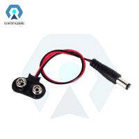 China Lightweight 9V Battery Snapper T Type PP3 Battery Clip With DC 5.5 x 2.1mm Male Plug and 15cm Wire Leads for sale