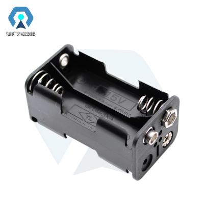 China 6V 4 x AA Battery Holder ABS Plastic AA Batteries Box With PP3 9V Snap Terminals for sale