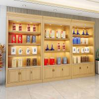 China Supermarket Light Duty Steel and Wood Shelf Display Rack Cabinet with PU Leather Cover for sale