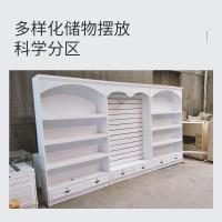 China Livingroom Furniture Modern PVC Shelving White Wood Slatwall Panel Champagne Wall Stand for sale