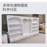 China Livingroom Furniture Modern PVC Shelving White Wood Slatwall Panel Champagne Wall Stand for sale