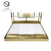 China Rose Gold Metal Jewelry Display Showcase for Fashion Jewelry Advertising Custom Logo for sale