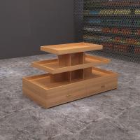 China Stacking Racks Shelves Round White Wood Riser Display Shelf for Store Display Stand for sale