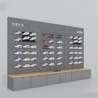 China Home Furniture Wooden Wall Mounted Sneaker Shoe Display with LED Shelves and Function for sale
