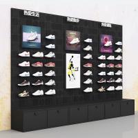 China Home Furniture Wooden Wall Mounted Sneaker Shoe Display with LED Shelves and Function for sale