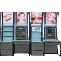 China Layered Cosmetic Display Stand with Customizable Layers and Double-Sided Mirror for sale