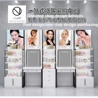 China Layered Cosmetic Display Stand with Customizable Layers and Double-Sided Mirror for sale