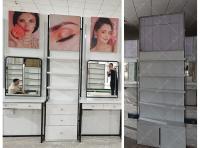 China Layered Cosmetic Display Stand with Customizable Layers and Double-Sided Mirror for sale