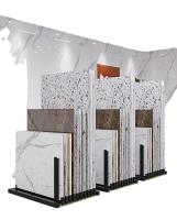 China PU Leather Tile Stone Sample Countertop Display Stand for Marble Slate and Metal Tiles for sale