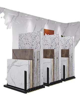 China PU Leather Tile Stone Sample Countertop Display Stand for Marble Slate and Metal Tiles for sale