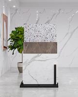 China PU Leather Tile Stone Sample Countertop Display Stand for Marble Slate and Metal Tiles for sale