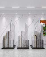 China PU Leather Tile Stone Sample Countertop Display Stand for Marble Slate and Metal Tiles for sale