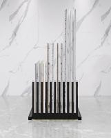 China PU Leather Tile Stone Sample Countertop Display Stand for Marble Slate and Metal Tiles for sale
