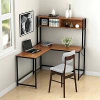China Student Gaming Writing Working Station Lavin L-Shaped Desk with Hutch in Vintage Walnut for sale
