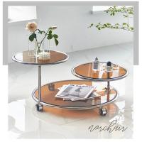 China Modern EUROPEAN Design Glass Top Coffee Table with Rotating Function and PU Leather Cover for sale