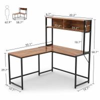 China Student Gaming Writing Working Station Lavin L-Shaped Desk with Hutch in Vintage Walnut for sale