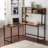 China Student Gaming Writing Working Station Lavin L-Shaped Desk with Hutch in Vintage Walnut for sale